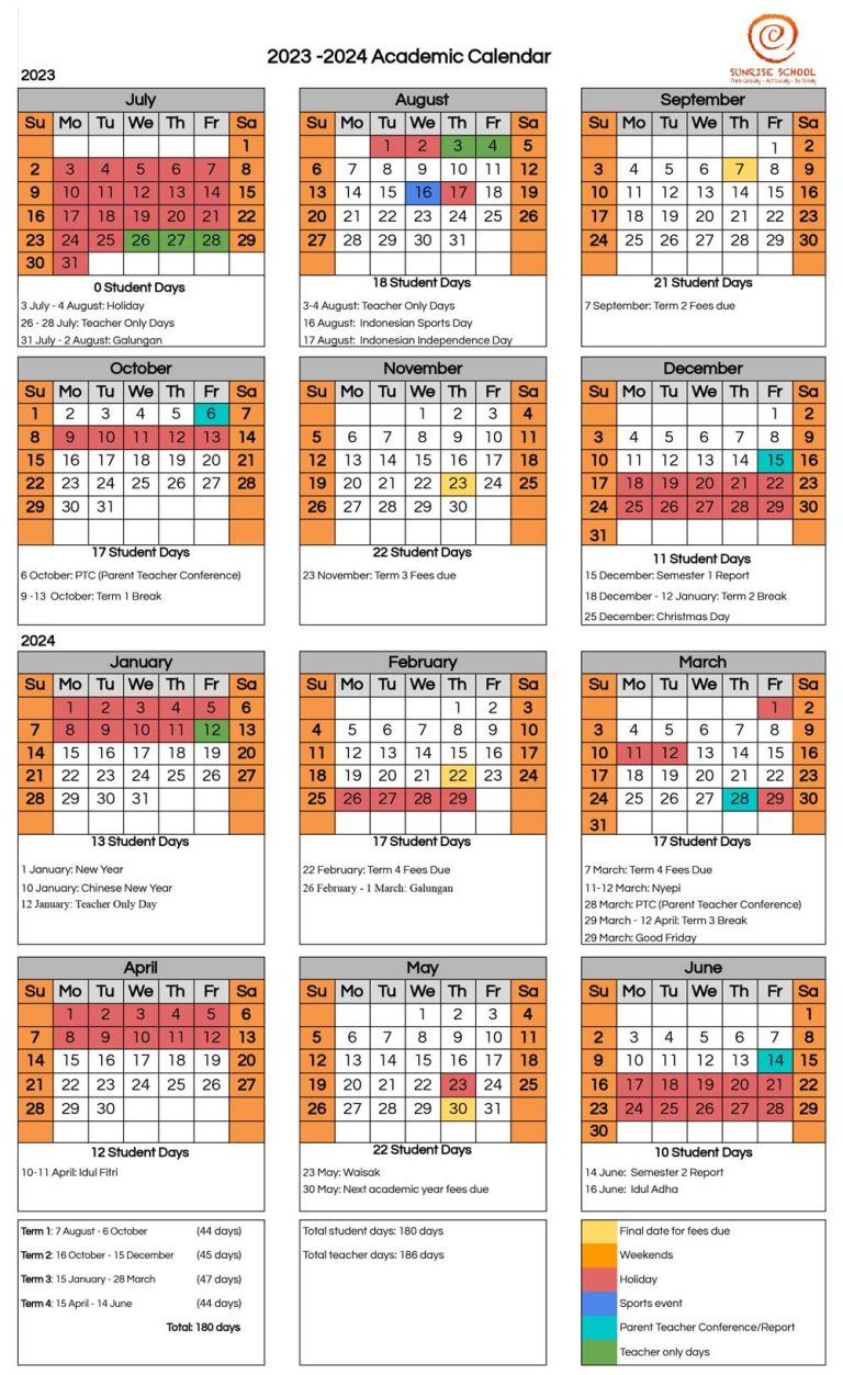 Calendar | Sunrise School Bali